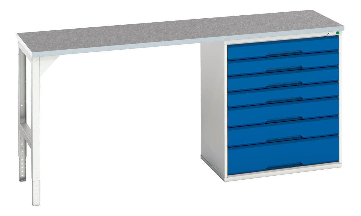 Bott Verso Pedestal Bench With 7 Drawer 800W Cab & Lino Worktop (WxDxH ...