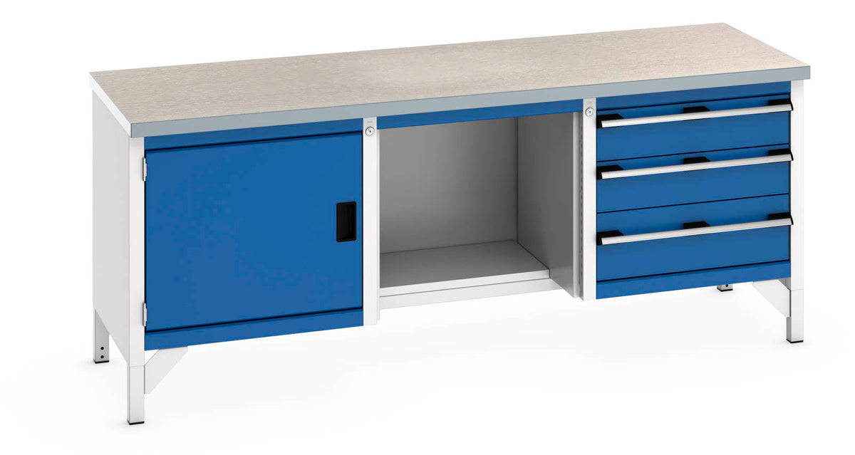 Bott Cubio Storage Bench (Lino) Full Cupboard / 1/2 Base Shelf / 3 Drw ...